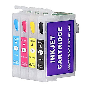 FTVOGUE Ink Cartridge,4 Colors Printing Accessory Part PP for Photo Paper Document (T1251/T1252/T1253/T1254)