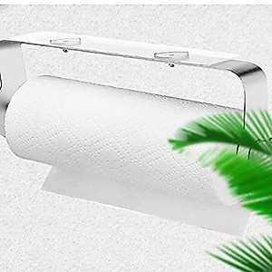 SLSFJLKJ Adhesive Kitchen Roll Paper Holder Under Cabinet Stainless Steel Paper Towel Holder for Kitchen Bathroom No Drilling