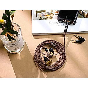 Linsoul Tripowin Amber 32AWG OFC Oxygen Free Cable HiFi IEM Cable with Interchangeable 2.5mm/3.5mm/4.4mm Plug, PVC Sleeve Replacement Cable for Audiophile (2pin, Amber)