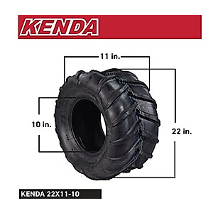 Kenda 22x11-10 4 Ply Lawn and Garden Rear Mower Tires for Grasshopper Mowers with Bottle Opener Key Chain (22x11-10 2 Pack)
