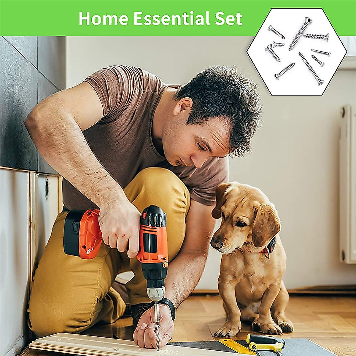 M4 Flat Head Self Tapping Wood Screws Assortment Fasteners Kit 356Pcs,Phillips Drive Countersunk Head Screws,304 Stainless Steel DIY and Joinery Drywall Screws Set,Contains 36Pcs M6 Screw Anchors