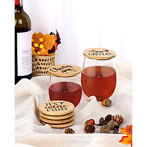 Xylolfsty Funny Wine Glass Covers to Keep Bugs Out Wood Drinking Glass Lids Appetizer Glass Toppers Outdoor Drink Covers for Coffee Mugs, and Water Glasses Bamboo Wine Accessories Housewarming Gift