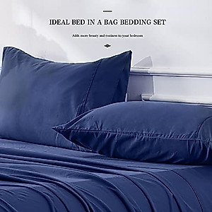 Newspin Full Bed in a Bag - 7 Pieces Blue Comforter Set, Lightweight All Season Ultra Soft Bedding Comforter Set with Comforter, Flat Sheet, Fitted Sheet, Pillowcases & Shams