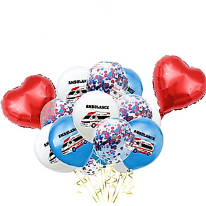 CYMYLAR Ambulance Party Balloon | Ambulance Themed Birthday or Academy Graduation Decorations Latex Balloons Mylar Foil Helium Balloon Decor | Police car ambulance submarine Large Balloon Supplies Set (Ambulance)