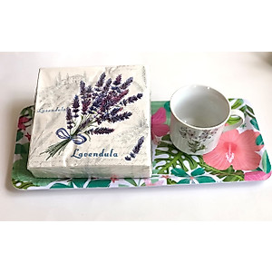 Nantucket 40 cts 13x13 Pretty Lavender Flower Paper Napkins | Flora Luncheon Dinner Napkins | Pretty purple napkin for party buffet, each 6.5''x6.5'' folded 13''x13'' unfolded