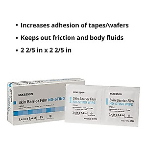McKesson Skin Barrier Film, Sterile, No Sting Body Wipe, Individual Packet, 25 Wipes