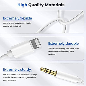 [Apple MFi Certified] iPhone AUX Cord for Car Stereo, 3.3ft Lightning to 3.5mm AUX Audio Cable Compatible for iPhone 12/11/XS/XR/X 8 7 6 5, Home Stereo/Headphone, Support All iOS