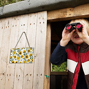 Slate Hanging Wall Sign Sunflower Leaves Summer Wall Plaque Wood Signs with Rope Retro Wood Plank DIY Hanging Door Sign for Front Porch/Entryway/Outdoor/Garden Home Decor, 8x5inch