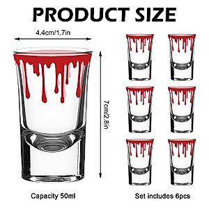 Whaline 6 Pack Halloween Shot Glasses Blood Splattered Drinking Glasses 1.7oz Horror Bloody Small Glass Shot Cups Halloween Party Cups for Bar Drinkware Supplies Halloween Party Decoration