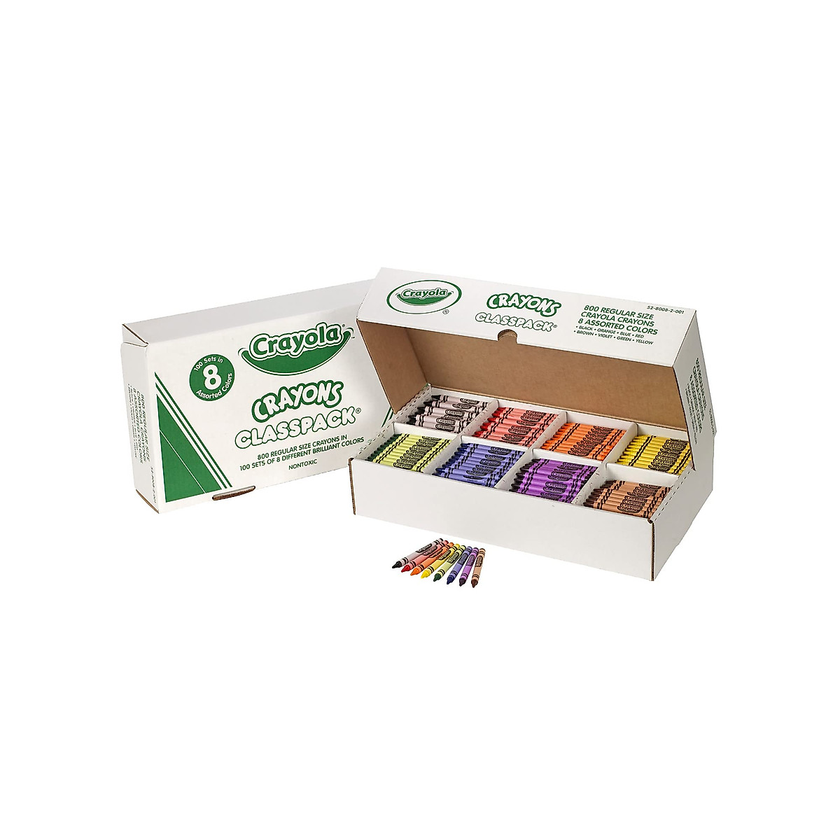 Crayola Crayon Classpack, 800 Count, Bulk School Supplies For Teachers, Large Crayon Box, 8 Colors