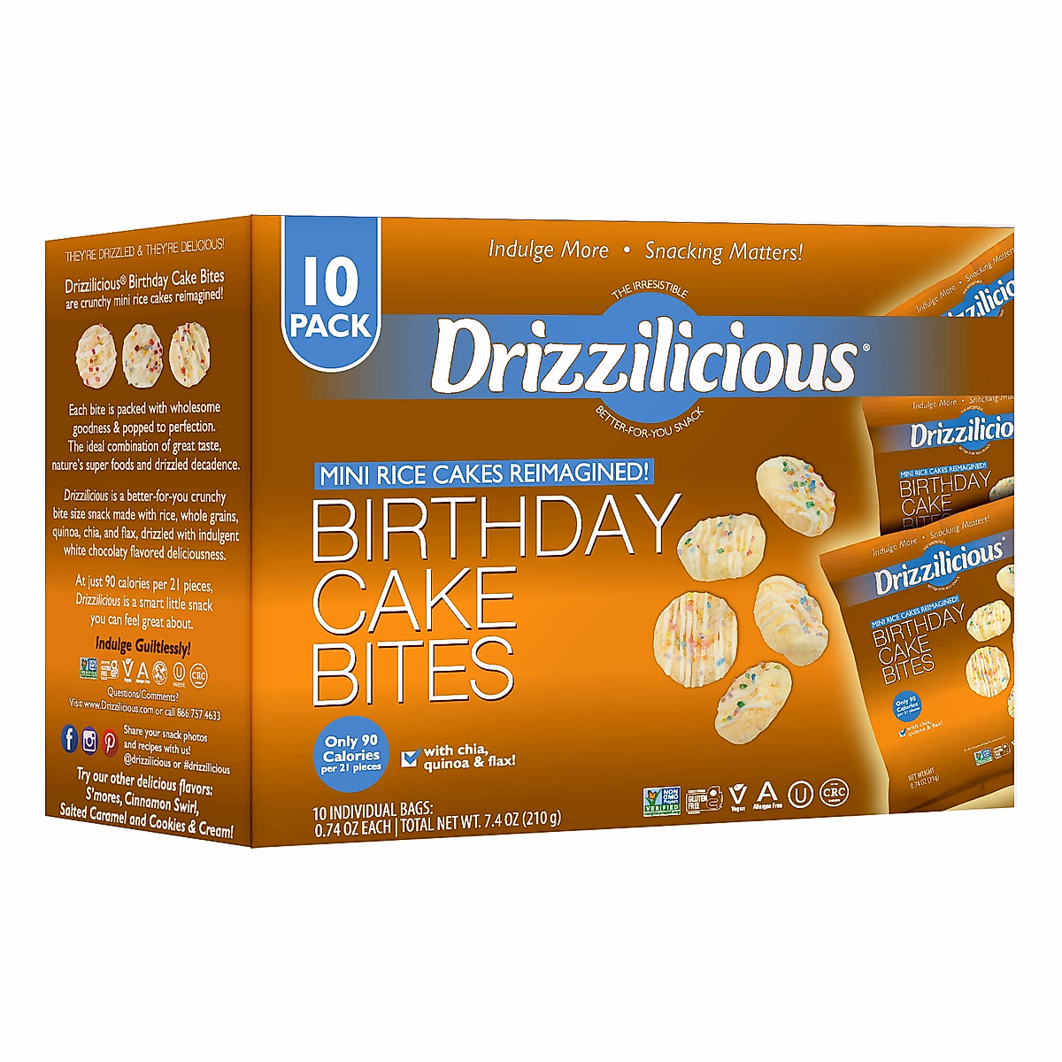 Drizzilicious - 0.74 oz 10 Pack Mini Rice Cake (Birthday Cake)