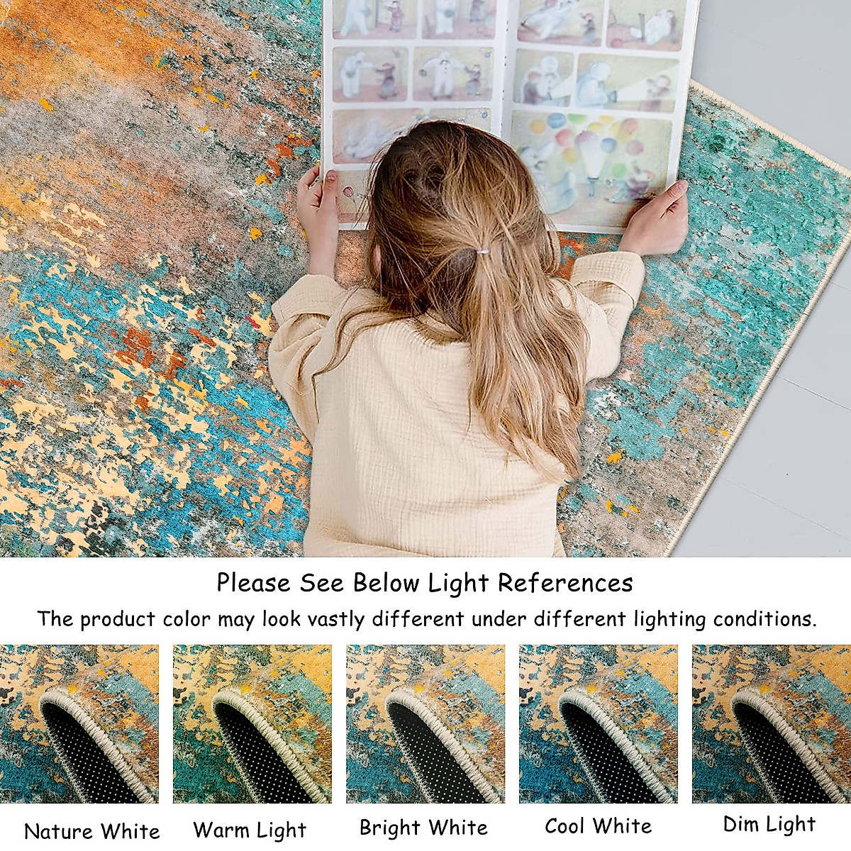 Lahome Modern Abstract Area Rug - 2x3 Small Washable Colorful Kitchen Rug Soft Entryway Mat, Non Slip Contemporary Indoor Accent Carpet for Bathroom Sink Family Living Room Bedroom Door Hall