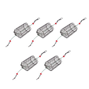 SPYMINNPOO Fishing Bait Cage, 5Pcs Fishing Bait Cages Lure Cage Stainless Steel Fishing Trap Basket Feeder Holder Vehiclemirror Other Fishing Tools and Accessories(M£©