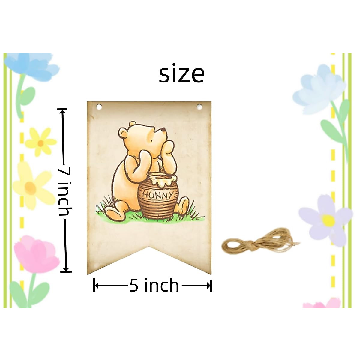 Classic Winnie Oh Baby Banner for Baby Shower Decorations Pooh First Birthday Supplies Bear Banners