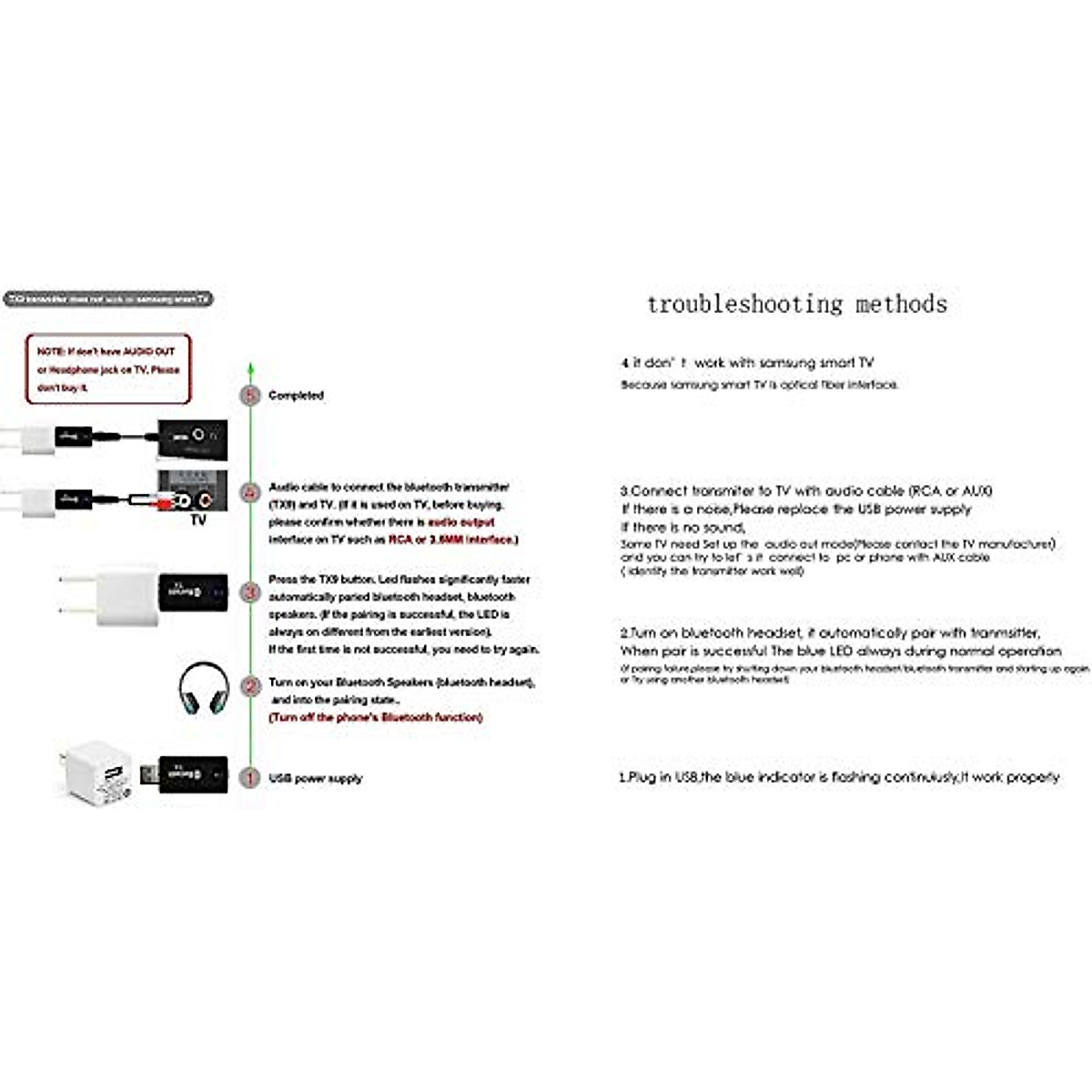 Bluetooth Transmitter for TV PC,YETOR 3.5mm Portable Stereo Audio Wireless Bluetooth 5.2 Audio Transmitter for TV,PC,MP3/MP4.USB Power Supply(TX9)