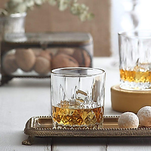 Le'raze Double Old Fashioned Glasses, Posh Crystal Collection, Perfect for serving scotch, whiskey or mixed drinks (Set of 6-11Oz DOF Glasses)