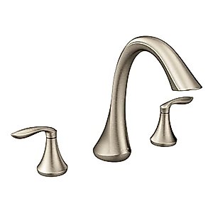 Moen Eva Brushed Nickel Transitional Two-Handle Deck Mount Roman Tub Faucet Trim Kit, Valve Required, T943BN