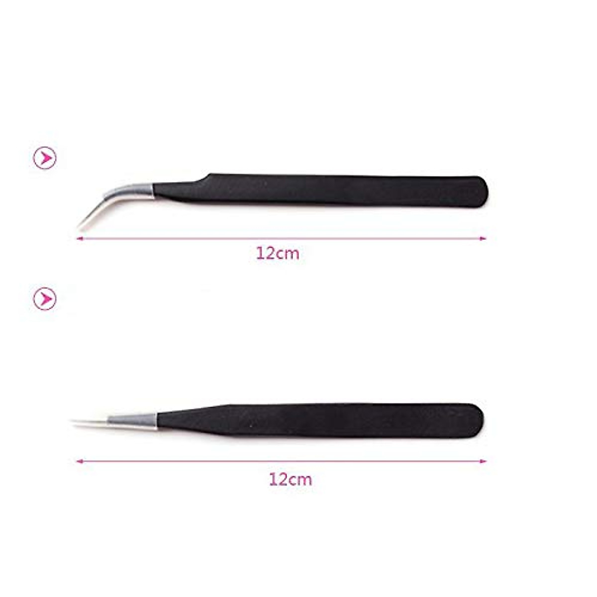 2pcs Tweezers Set Anti-static Stainless Steel for Ingrown Hair Curved Straight Professional Slant Tip &Splinter Tip Remover Tweezer