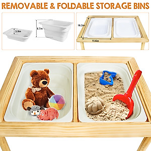 AMAWOOD Kid's Wooden Sensory Table with 2 Storage Bins, Play Sand & Water Table for Kids, Children Activity Table with Blackboard & Whiteboard, Gift for Boys Girls