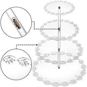 Coloch 4-Tier Acrylic Cupcake Display Stand for 45 Cupcakes, Clear Round Dessert Pastry Tower Stand Cake Stand for Birthday, Wedding, Party, Buffet, Cafe, Bar Decor, 6/8/10/12 Inch