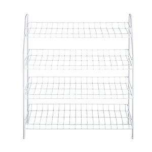 Rubbermaid 4-Tier Wire Shoe Rack, White, Simple Assemble, Storage Shelf for Organization in Bedroom/Closet