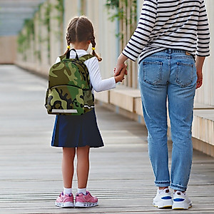 ZZKKO Green Camouflage Kids Backpack with Safety Leash Anti-lost Children Toddler Backpack Preschool Bag Army Camo