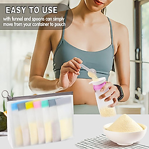 VIVP Protein Powder Travel Container Set Reusable Powder Supplement Container To Go Portable Travel Powder Organizer Zip up Bags with Funnels for Workout, Fitness, Travel, Business Trip