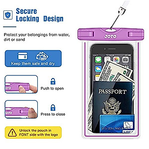 JOTO Universal Waterproof Pouch Cellphone Dry Bag Case Bundle with Universal Waterproof Case for Phones up to 7.0"