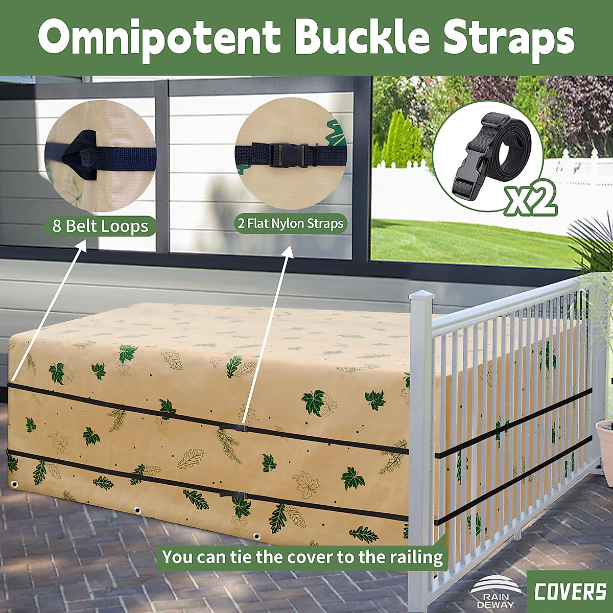 Patio Furniture Covers Outdoor 100% Waterproof 84''L*44''W*28''H furniture covers waterproof outdoor table and chairs set covers Upgraded Fastener Four-sided Buckle Straps Bottom fixing grommets