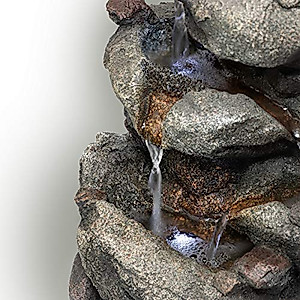 Alpine Corporation TZL154 Alpine Fountain with LED Light Rainforest Rock Frountain, 9" L x 8" W x 14" H, Mixed Colors