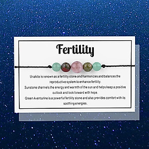 COLORFUL BLING Natural Healing Stone Quartz Crystal Bead Bracelet with Meaningful Card for Women Men Spiritual Anxiety Reiki Chakra Bracelets Protection Jewelry-fertility