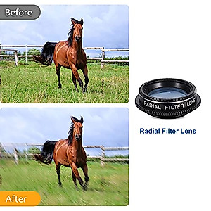 New fgzefort 11 in 1 Cell Phone Lens Kit Wide Angle Lens & Macro Lens+Fisheye Lens+Telephoto Lens+CPL/Flow/Radial/Star/Soft Filter+Kaleidoscope Lens Compatible for iPhone and Most of Smartphone