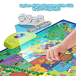 BEST LEARNING i-Poster My USA Interactive Map - Educational Smart Talking US Poster Toy for Kids Boy or Girl Ages 5 to 12 Years | United States Geography Electronic Game Children 5, 6, 7 Gift Present