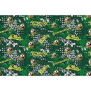 University of Oregon Cotton Fabric by Sykel-Licensed Oregon Ducks Splatter Cotton Fabric