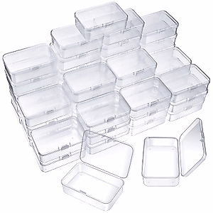 48 Packs Clear Small Plastic Containers Transparent Storage Box with Hinged Lid for Small Items Crafts Jewelry (3.27 x 2.13 x 1.02 Inches)