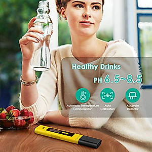 Digital PH Meter, PH Meter 0.01 Water Quality Tester with 0-14 PH Measurement Range for Household Drinking, Pool and Aquarium Water PH Tester Design with ATC