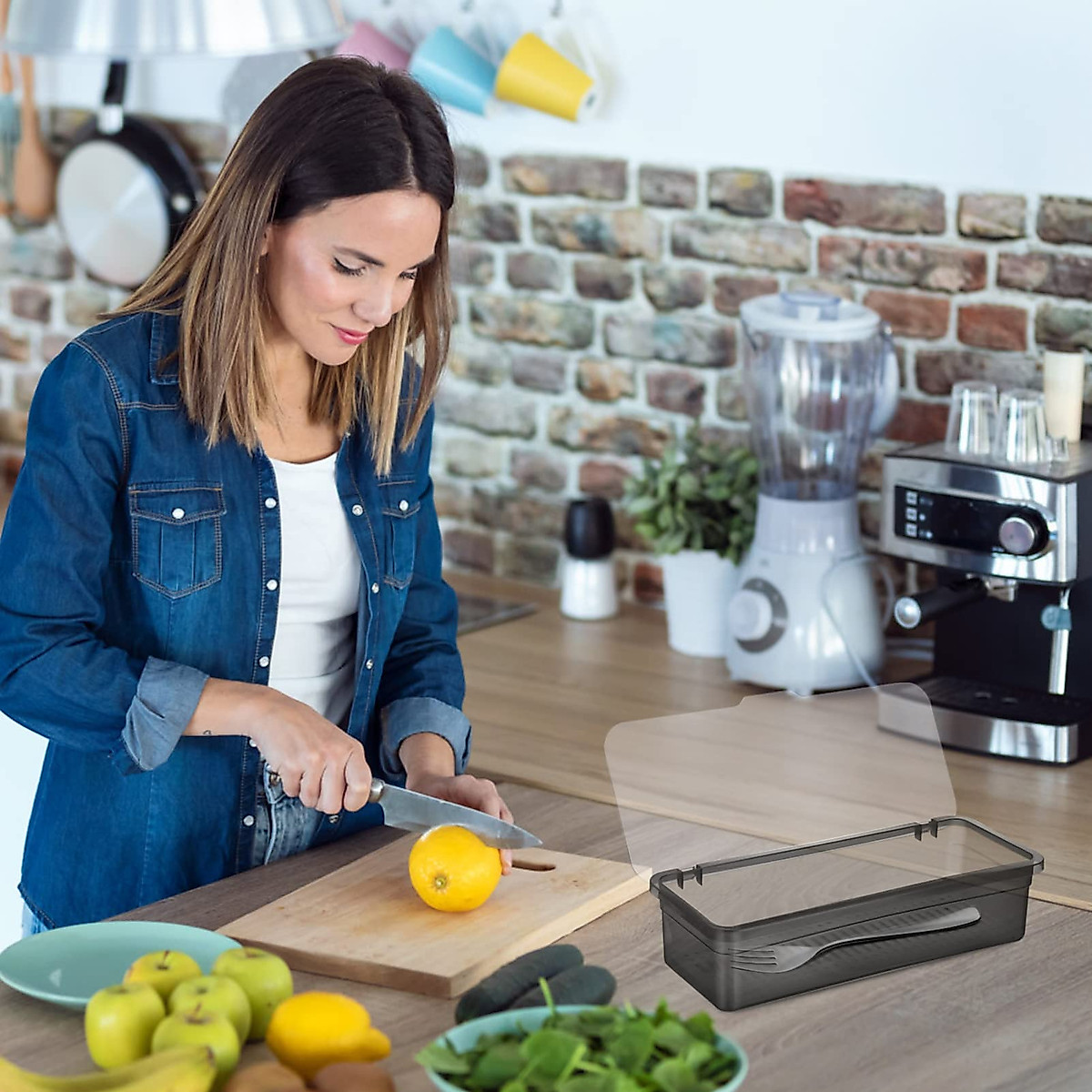 Zerodeko Clear Container 2pcs Silverware Organizer with Lid Covered Kitchen Cutlery Tray Plastic Drawer Organizer Tray Utensil Storage Container Dinnerware Holder for Home Storage Drawers