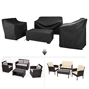 Baner Garden Patio Furniture Covers,Outdoor Furniture Cover Waterproof,Patio Furniture Set Covers for 4 Piece Outdoor Conversation Set,Patio Covers Set Black