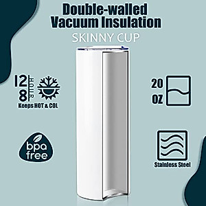 ROTERSTEIN 8 Pack 20 oz Sublimation Tumbler Set Double Walled Stainless Steel Skinny Straight Blank Tumbler Bulk with Lid, Straw, DIY Stickers Shrink Wrap, Rubber Base for Heat Transfer Heat Press