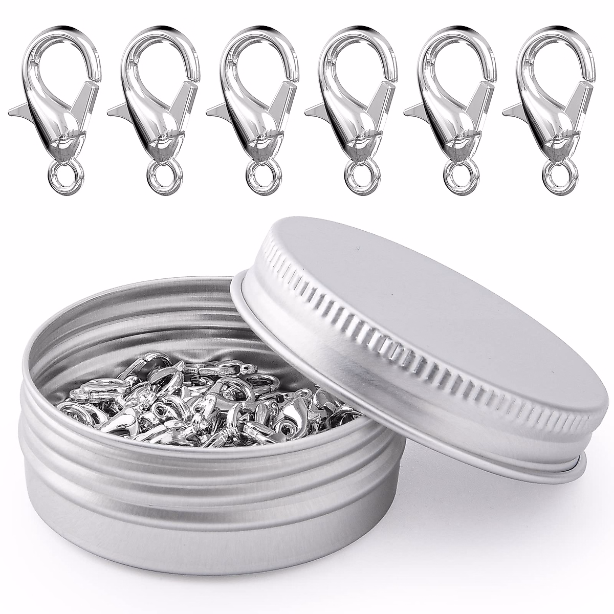 100PCS Lobster Clasps, Metal Alloy Small Lobster Claw Clasps, Weico Lobster Clip for Handmade Necklace, Bracelet Jewelry Making Accessories Fastener Hook( 12mmx6mm, Nickel)