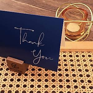 BGTCARDS 40 Navy Blue Thank You Cards with Envelopes - Classy Thank You Greeting Notes Bulk Set Box Large Professional Looking Perfect for Wedding, Business,Graduation,Baby Shower & Much More
