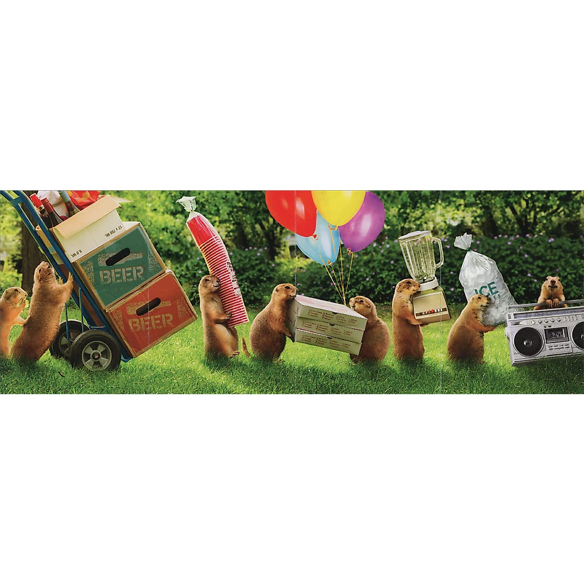 Avanti Press Groundhogs Pushing Dolly Loaded with Party Beverages Funny/Humorous Quad Fold Birthday Card