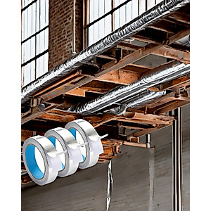 BlueNatHxRPR 1 inch x 65 feet Thickness 4.0 mil/0.1mm Aluminum Foil Tape Aluminum Air Duct Tape Professional Adhesive Aluminum Foil Tape for HVAC Pipe Repairs or More 3 Rolls