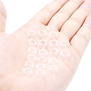 Hoeudjo Septum Ring Retainer 16G Clear Flexible Bioflex Nose Lip Cartilage Hoop Earring Horseshoe Piercing for Work 20Pcs 6mm