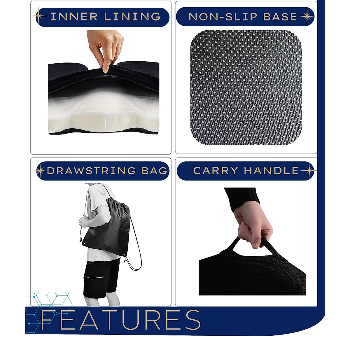 Seat Cushion for Tailbone Pain Relief - Ergonomic Coccyx Pillow for Tailbone Pain - Portable Seat Cushion for Travel, Home, Office, Car Drivers and Computer Desk Chairs