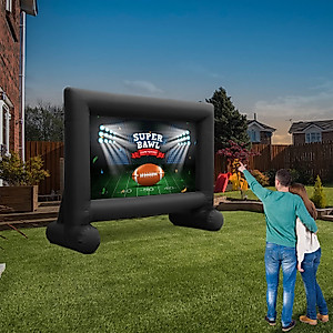 Redia 14 Feet Inflatable Outdoor and Indoor Theater Projector Screen with Built-in Blower - Includes Tie-Downs and Storage Bag - Supports Front and Rear Projection