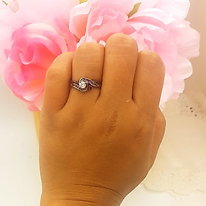 Dazzlingrock Collection Black Rhodium Plated Sterling Silver Round Amethyst, Garnet & Diamond Wedding Ring Set in 925 Sterling Silver, Size 6.5