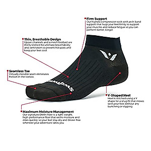 Swiftwick- ASPIRE TWO Running & Cycling Socks, Firm Compression Fit (Black, Large)