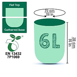 GREENER WALKER 25% Extra Thick Compostable Trash Bags, 1.6 Gallon-120Bags, Food Kitchen Waste Bags with EN13432 Certified