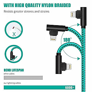 iPhone Lightning Charger Cable 10FT [MFi Certified] Right Angle 90 Degree Nylon Braided Charging Cord Extra Long for iPhone 12/12pro/11/11pro/XS MAX/XR/8/7（3Pack）